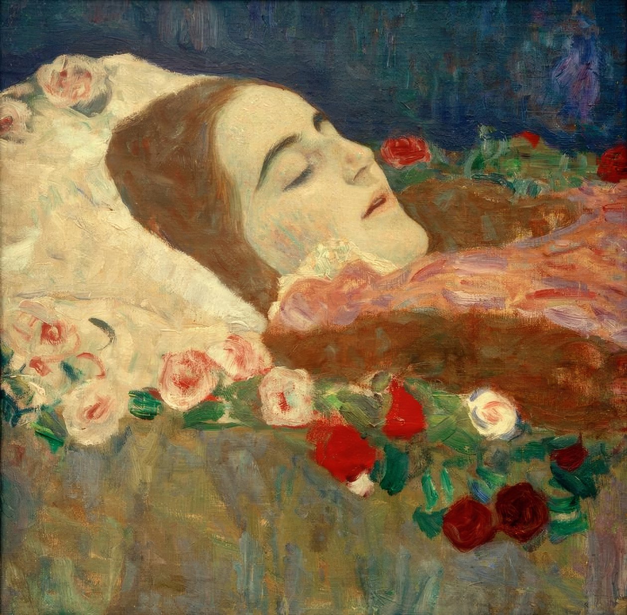 Ria Munk auf dem Totenbett von Gustav Klimt: Kunstdruck